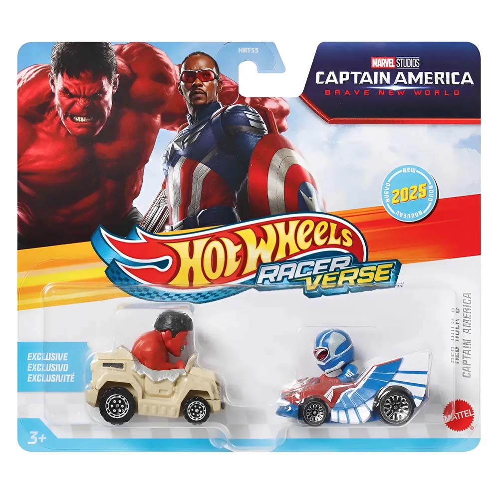 Hot Wheels Raceverse Paquete 2 autos de Carreras Red Hulk & Captain Am ...
